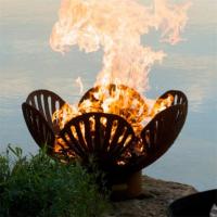 China Warm Keeping Rusted Corten Steel Fire Globe Hemisphere Fire Pit for sale