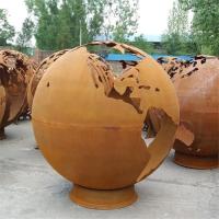 China Corten Steel Fire Pit Ball 900mm 1000mm Decorative Cowboy Story Outdoor Garden for sale