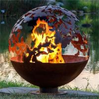 China 80cm Corten Steel Butterfly Sphere Fire Pit for Patio Heater Wood Burning for sale