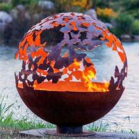 China 80cm Corten Steel Butterfly Sphere Fire Pit for Patio Heater Wood Burning for sale