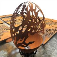China 80cm Corten Steel Butterfly Sphere Fire Pit for Patio Heater Wood Burning for sale
