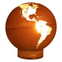 China 36 Inch Corten Steel Earth Globe Fire Pit Wood Burning Outdoor Fire Sphere 1000mm for sale