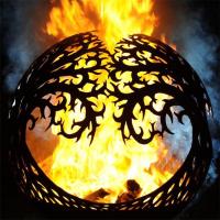 China Tree of Life Ellipse Corten Steel Sphere Fire Pit 900mm Outdoor Decoration for sale