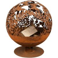 China Rustic Floral Corten Steel Fire Globe 80cm 90cm 100cm Portable Outdoor Heater for sale