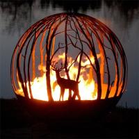 China OEM Corten Steel Fire Globe 1000mm Winter Sphere Shaped Wood Burning Fire Pit for sale