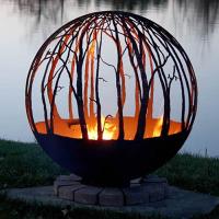 China OEM Corten Steel Fire Globe 1000mm Winter Sphere Shaped Wood Burning Fire Pit for sale