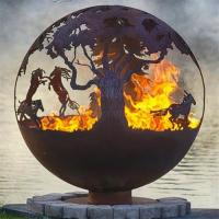 China Corten Steel Wildfire Horse Themed Fire Pit Globe 80cm 90cm Outdoor for sale