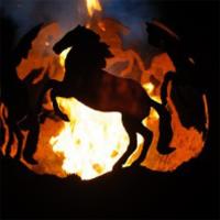 China Corten Steel Wildfire Horse Themed Fire Pit Globe 80cm 90cm Outdoor for sale