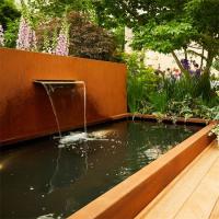 China Corten Steel Water Blade Fountain 1500mm Landscape Pond Wall Feature Rusty for sale