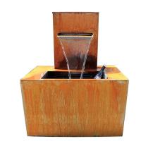 China Free Standing Corten Steel Water Feature Fountain 1200mm Height Rusty Finish for sale