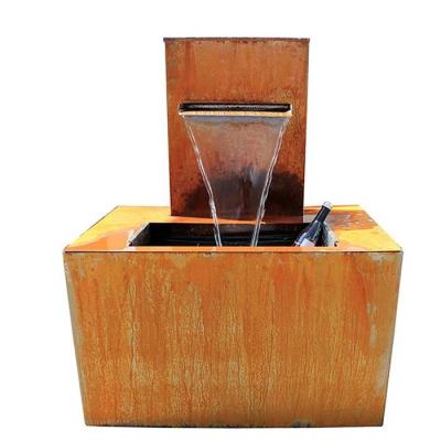 China Free Standing Corten Steel Water Feature Fountain 1200mm Height Rusty Finish for sale