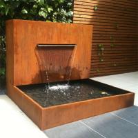 China Corten Steel Garden Pool Fountain Waterfall 1500mm Height Rusted Red Finish for sale