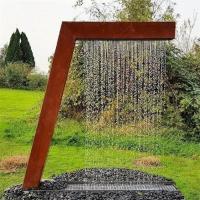 China Outdoor L Shaped Corten Steel Water Feature Waterfall with LED Light 120cm for sale