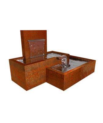 China Corten Steel Cascade Water Feature Overflow Wall Fountain 1500mm Height for sale