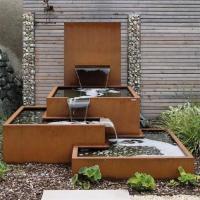 China Corten Steel Cascade Water Feature Overflow Wall Fountain 1500mm Height for sale