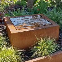 China Corten Steel Square Water Feature Fountain 120x120x40cm Pre-Rusted Outdoor Garden for sale