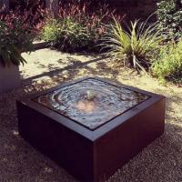 China Corten Steel Square Water Feature Fountain 120x120x40cm Pre-Rusted Outdoor Garden for sale