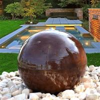 China Corten Steel Sphere Water Feature Garden Fountain 60-80cm Diameter Rusty Finish for sale