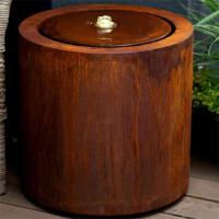 China Round Corten Steel Water Table Fountain 100cm Diameter Outdoor Garden Decoration for sale