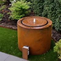 China Round Corten Steel Water Table Fountain 100cm Diameter Outdoor Garden Decoration for sale