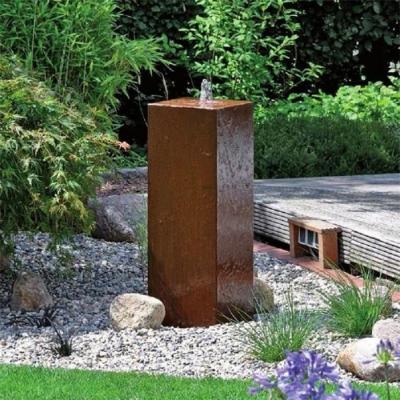 China Corten Steel Water Feature Column 30x30x100cm Garden Fountain for sale