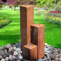 China Corten Steel Water Feature Column 30x30x100cm Garden Fountain for sale