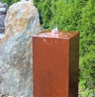 China Corten Steel Water Feature Column 30x30x100cm Garden Fountain for sale