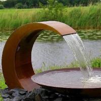 China Corten Steel Moon Water Feature 70cm Height Garden Landscape Fountain for sale
