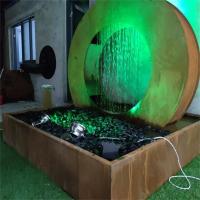 China Round Corten Steel Water Feature Fountain with LED Light 600-1500mm for sale