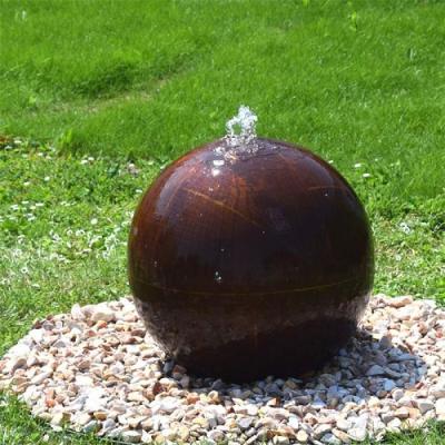 China Corten Steel Sphere Water Feature Garden Fountain 60-80cm Diameter Rusty Finish for sale