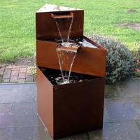 China Decorative Garden 3 Level Corten Steel Water Fountain Small Waterfall 90cm D x 100cm H for sale