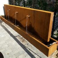 China Large Corten Steel Wall Water Feature Pre Rusted Outdoor Pond Sculpture Custom Size for sale
