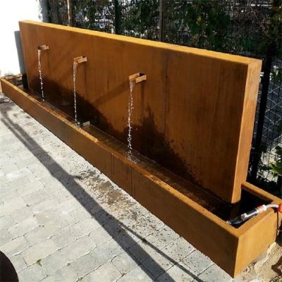 China Large Corten Steel Wall Water Feature Pre Rusted Outdoor Pond Sculpture Custom Size for sale