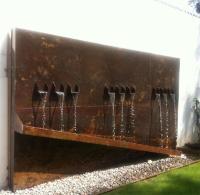 China Large Corten Steel Wall Water Feature Pre Rusted Outdoor Pond Sculpture Custom Size for sale