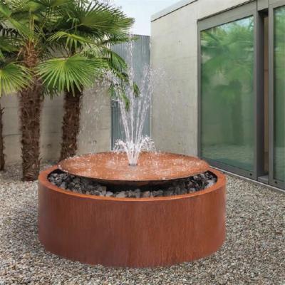 China 120cm Pre Rusted Corten Steel Cascading Waterfall Water Bowl for Garden for sale