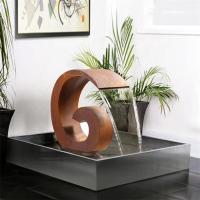 China Corten Steel Number 6 Shaped Water Fountain 65cm Height Outdoor Garden Art Sculpture for sale