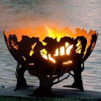 China Corten Steel Outdoor Fire Pit Ball 1000mm Laser Cut Decorative Hemisphere for sale
