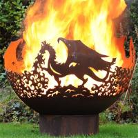 China Corten Steel Outdoor Fire Pit Ball 1000mm Laser Cut Decorative Hemisphere for sale