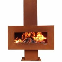 China Corten Steel Outdoor Fireplace Freestanding Garden Warming Fire Pit H2030mm for sale
