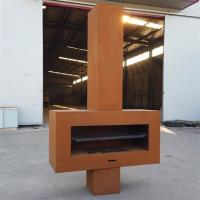 China Corten Steel Outdoor Fireplace Freestanding Garden Warming Fire Pit H2030mm for sale