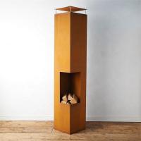 China Rectangular Corten Steel Outdoor Fireplace Wood Burning Chiminea 78.7H 15W inch for sale