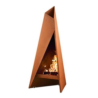 China Modern Corten Steel Outdoor Fireplace Chimenea Freestanding 2mm Thick Wood Burning for sale