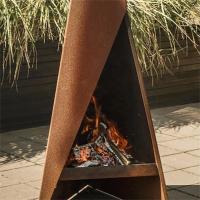 China Modern Corten Steel Outdoor Fireplace Chimenea Freestanding 2mm Thick Wood Burning for sale