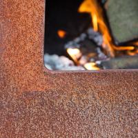 China Tendu Corten Steel Outdoor Fireplace with Wood Storage 2400mm Height for sale