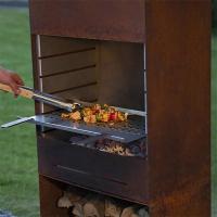 China Rectangular Corten Steel Fireplace Wood Storage 1900mm Height Outdoor Heating for sale