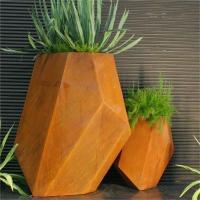China Corten Steel Hexagonal Planter 2mm Thick Rustic Geometric Flower Pot for Garden for sale