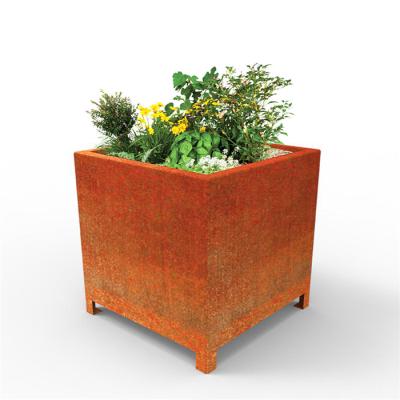 China Corten Steel Garden Cube Planter with Feet 60x60x60cm Custom Sizes Available for sale