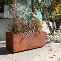 China Corten Steel Rectangle Trough Planter Box Outdoor Long Metal 2mm Thick Rustic Garden for sale