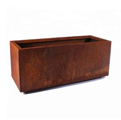 China Corten Steel Rectangle Trough Planter Box Outdoor Long Metal 2mm Thick Rustic Garden for sale