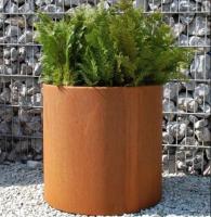 China Corten Steel Round Metal Flower Planter Cylinder Pot 40-120cm Diameter for sale
